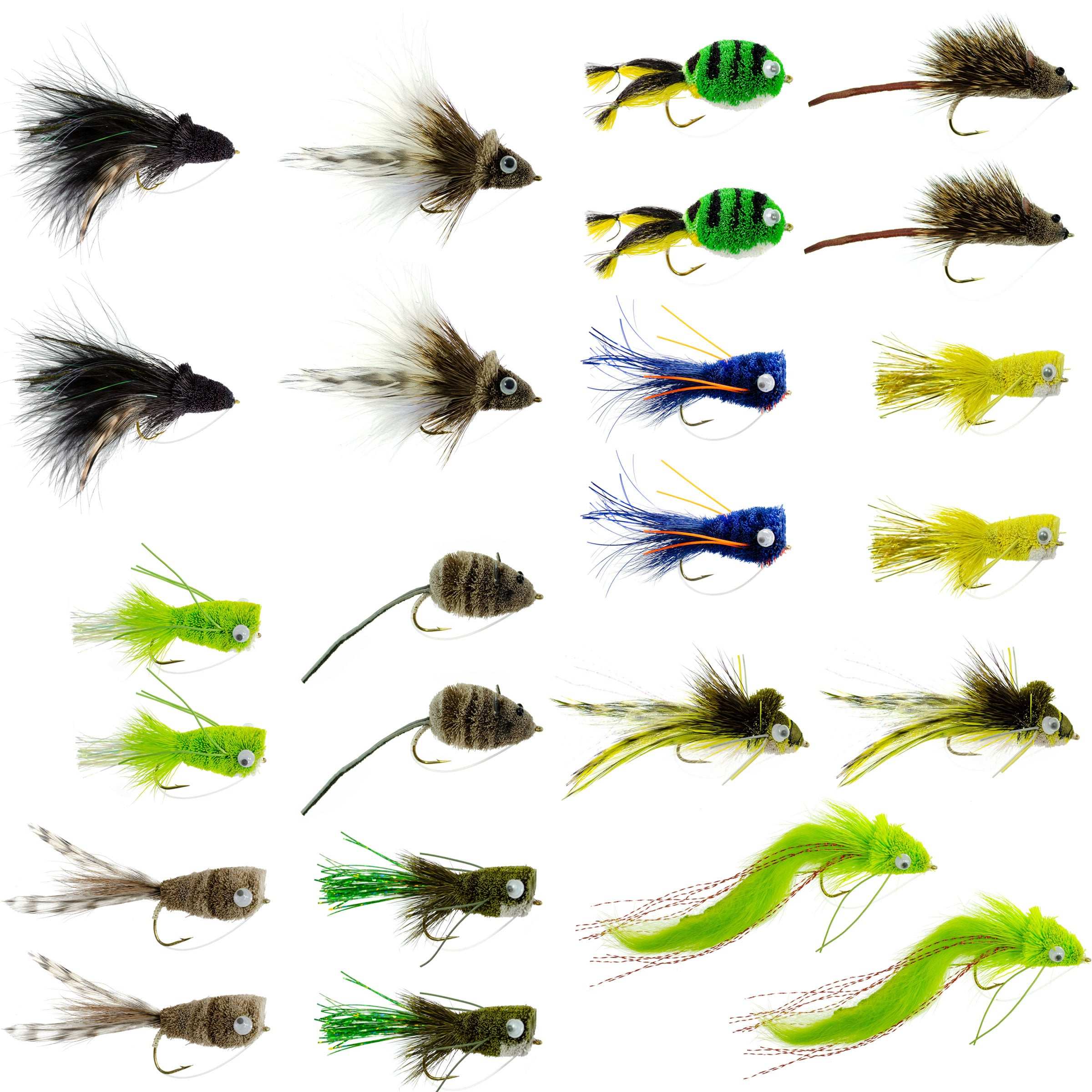 Bass Bug Collection - 24 Bass Fly Fishing Flies - Surface Poppers Frog ...